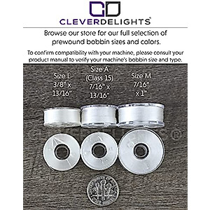 CleverDelights Black Prewound Bobbins - 144 Pack - Size A Class 15 Bobbins - 60wt - SA156 Replacement - for Brother Embroidery Machines - 7/16" x 13/16"
