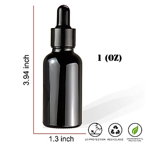 seafulee 1 oz Black Glass Bottles (30ML), with Black Glass Eye Droppers