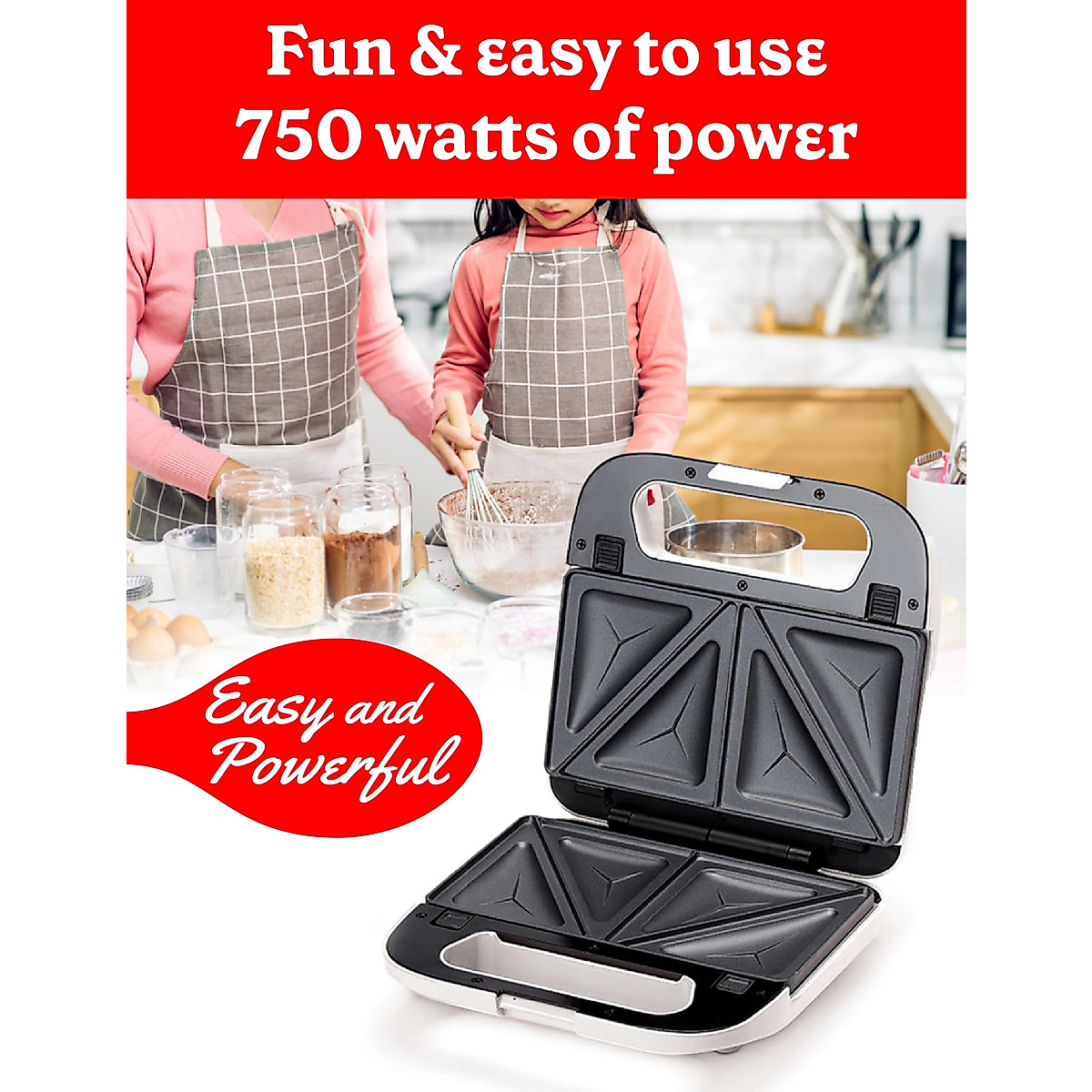 Betty Crocker 3-in-1 Indoor Grill, Sandwich/Panini Press & Waffle Maker Plus, Electric Grill Indoor with Interchangeable Non-Stick Plates, 750 Watts, BC-4965W, White
