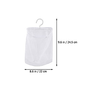 Homoyoyo 2Pcs Hanging Mesh Bags with Hook Kitchen Mesh Clothespin Bags Mesh Laundry Net for Potatoes Fruits Clothes (White)