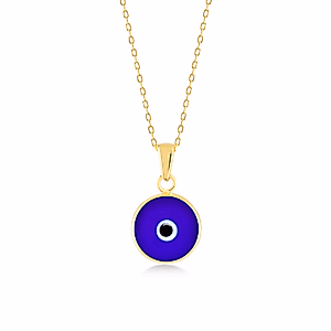 GELIN 14k Solid Gold Evil Eye Protection Charm Pendant Necklace - Evil Eye Jewelry for Women