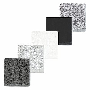 Hudson Baby unisex baby Rayon from Bamboo Bib, Burp Cloth Washcloth 10pk Headband, Black White, One Size US