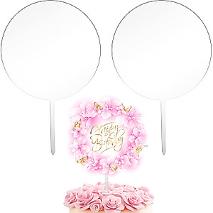 2 Pieces 5 Inch Round Acrylic Cake Toppers Round Clear Cake Topper Blanks DIY Birthday Cake Topper for Personalized Custom Wedding, Birthday Festival Party Cake Decorations