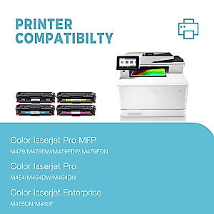 (with Chip) 414a Toner Cartridges 4 Pack Replacement for HP 414A 414 A 414X 414 X Toner Cartridges Works with HP Color Laserj Pro MFP M479fdw MFP M479fdn Enterprise MFP M454dw M454dn M480f W2020A