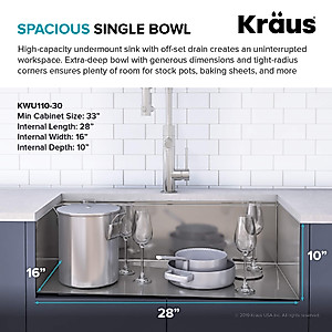 Kraus KWU110-30 Kore Kitchen Single Bowl, 30 Inch, 30"- Workstation Sink