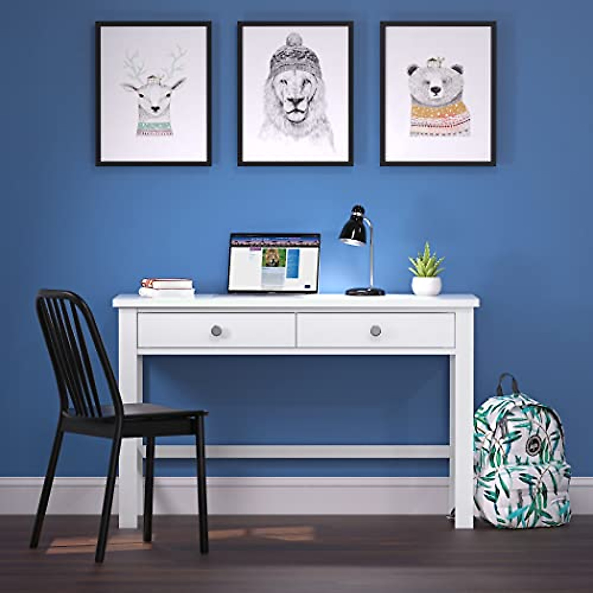 Child Craft Forever Eclectic Harmony Writing Computer Desk with Drawers, Multipurpose Bedroom Writing Table with Storage Space, Small Wood Desk, 48 Inches (Matte White)