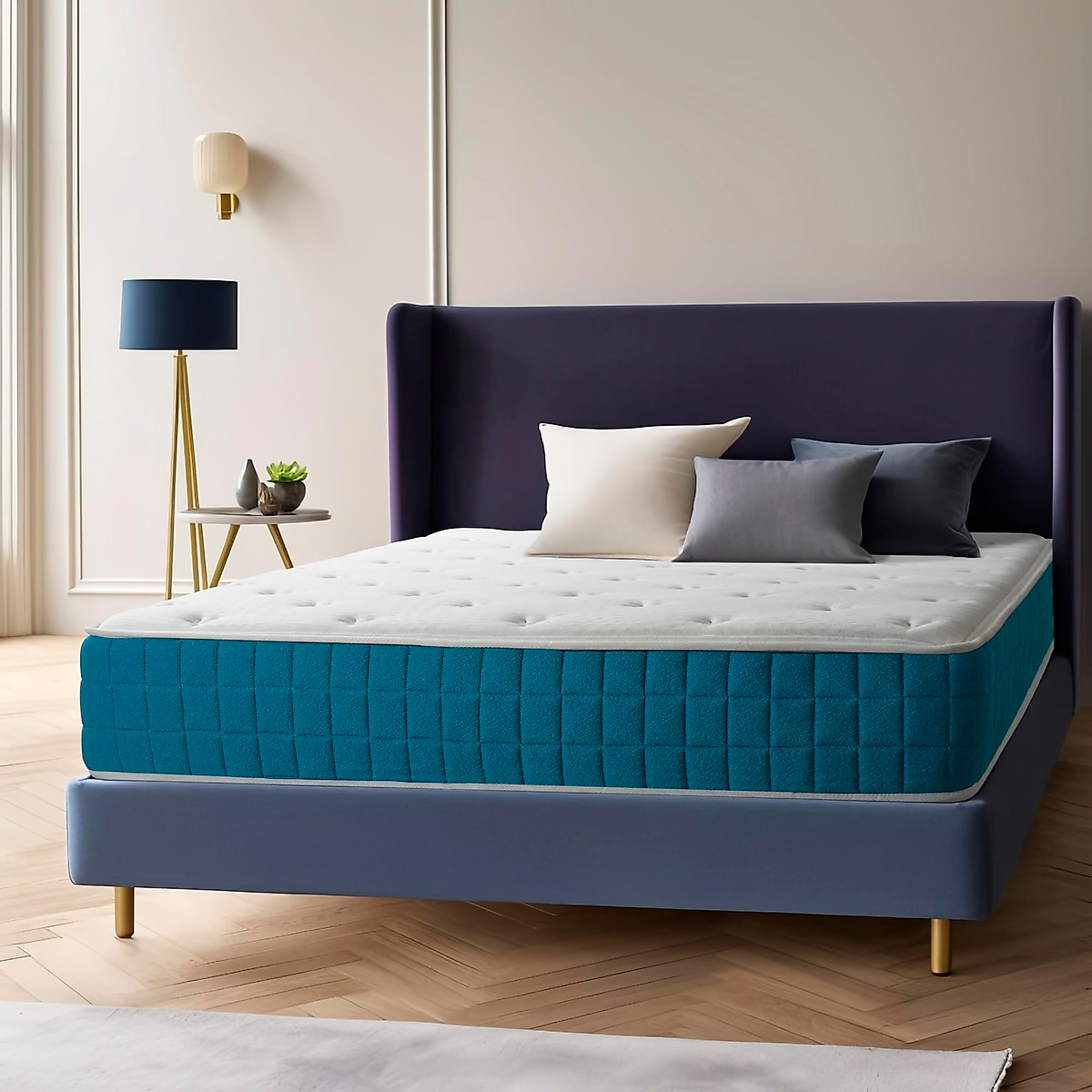 Askme King Mattress 10 Inch Innerspring Mattress Bed in a Box,Medium Firm Cooling Gel Memory Foam Mattress Individually Wrapped Pocket Coils with One Free Memory Foam Bed Pillow CertiPUR-US