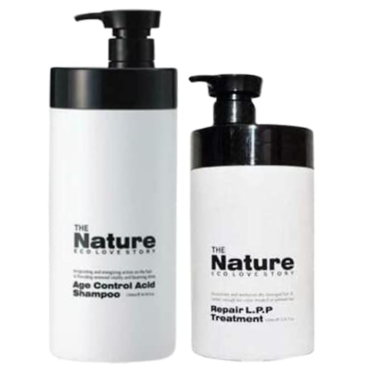 The Nature Eco Love Story Age Control Acid Shampoo (1200ml/ 40.58 fl. oz) & Repair L.P.P Treatment (1000ml/ 33.82 fl. oz)