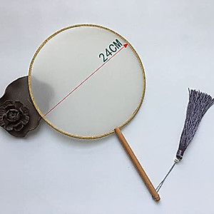 Only My Live Home White Red Ladies Wedding Real Silk Fans Personalized Chinese Decorative Dance Hand Fans Costume Hanfu Prop Traditional Craft Handle (Total Long 15.3 inches, White 24cm Round)