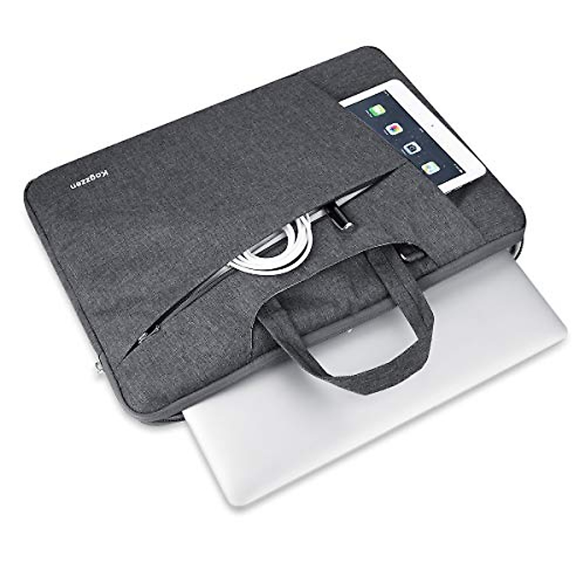 Kogzzen 16 15.6 15.4 15 Inch Laptop Sleeve Messenger Shoulder Bag Compatible with MacBook Pro 16/15/ Surface Laptop 15/ Surface Book 15, Slim Waterproof Protective Case Dell HP Lenovo Asus - Gray