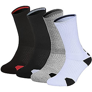 Qiangyun Men's & Women's Athletic Cushioned Compression Crew Basketbal Socks for Work Sports (Sport Socks A-01, Large)