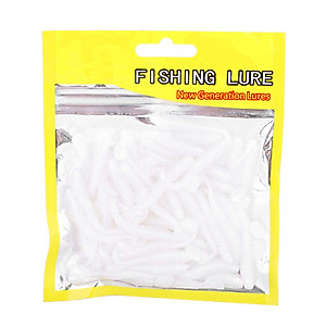 50PCS Fishing Lures, Fishing Soft Lures Artificial Fishing Lure Kits Soft Plastic Fishing Lures for Saltwater and Freshwater with Tackle Box(White)