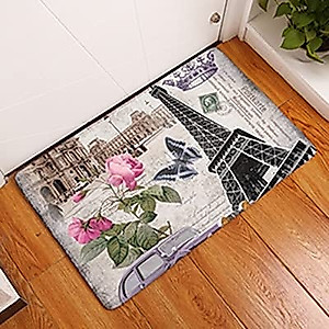 OPLJ European Architectural Printing mats Doormat Retro Flowers Print Carpets Floor Kitchen Bathroom Rugs Home Decor A1 40x60cm