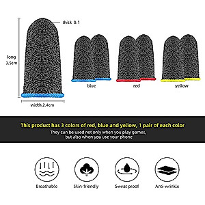 ZEPOHCK Gaming Finger Sleeves, [6 PCS] Game Controllers Finger Cover, Breathable Anti-Sweat Silver Fibre Finger Cot Improve Sensitivity for Rules of Survival/Knives Out for Android & iOS