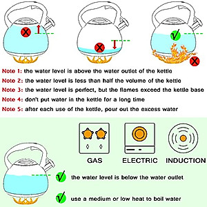 GGC Tea Kettle for Stove Top, Loud Whistling Kettle for Boiling Water Coffee or Milk, 2.7 Quart 3L Heavy Stainless Steel Black Kettle with Wood Pattern Handle, Unique Button Control Kettle Outlet
