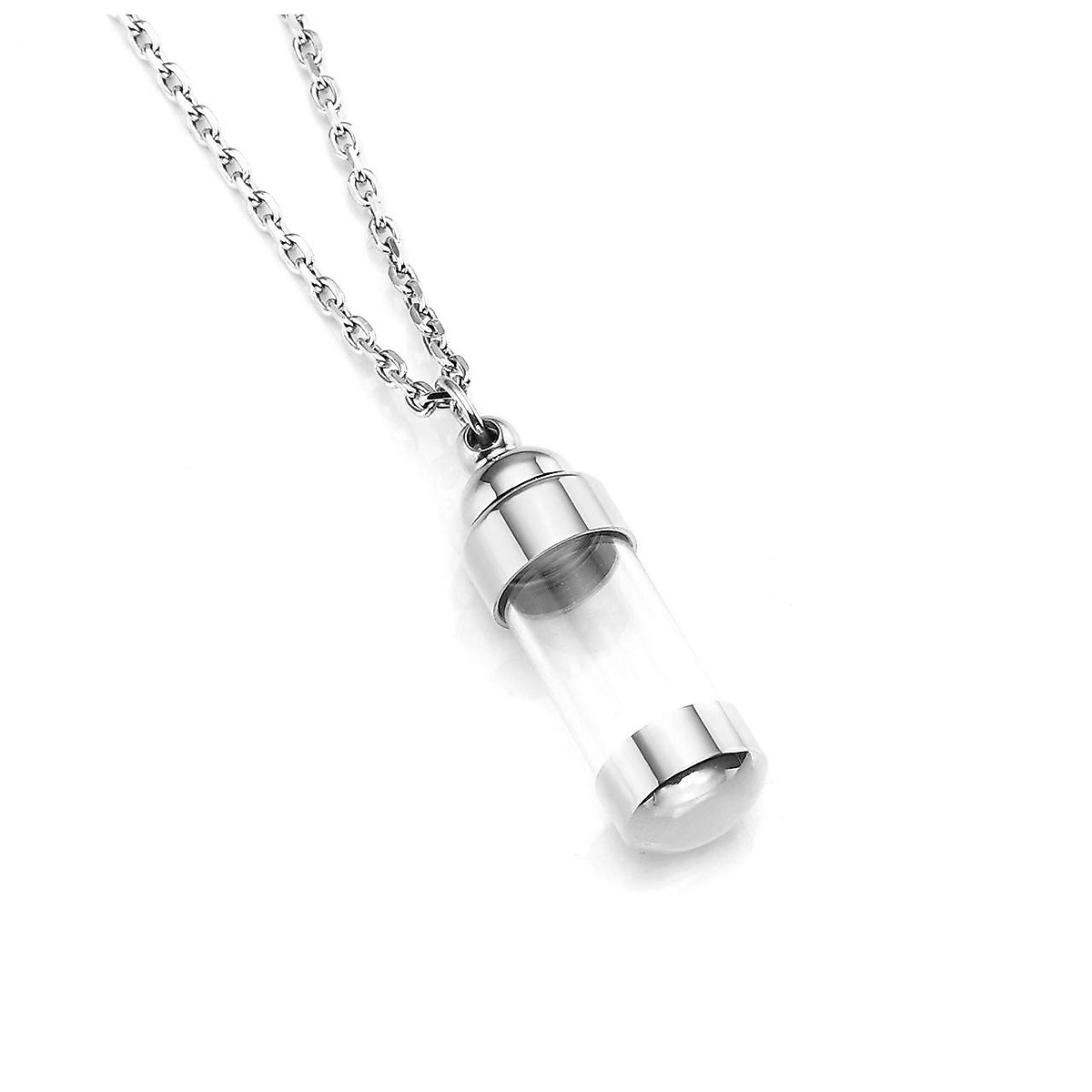 Zysta Arylic Urn Necklace for Ashes Clear Glass Cylinder Pendant Creamation Vial Necklaces Ash Locket Tube with 24 inch Chain Holder Container Keepsake Memorial Urns Jewelry