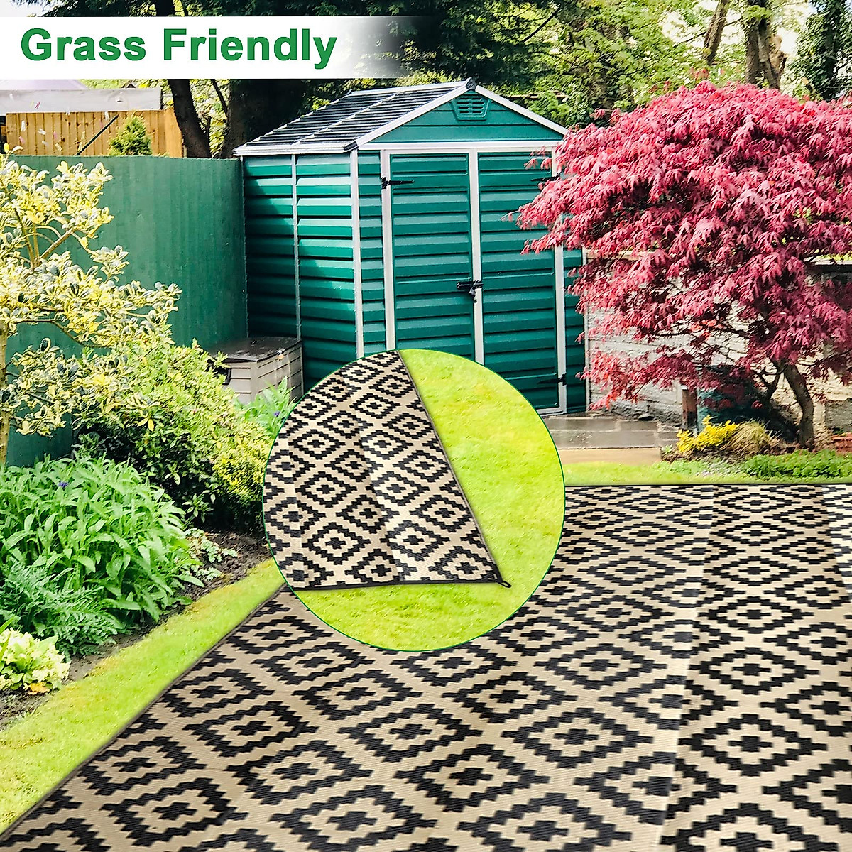 TwoPone Reversible Patio Rug,Outdoor Rug 6'X 9'for Patios Clearance,Plastic Straw Rug,Boho Outdoor Carpet Camping Mats Rv Rugs for Patio,Backyard,Deck,Picnic,Beach,Lawn,Balcony,Porch,Camper