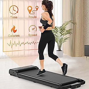 Walking Pad Under Desk Treadmill - Gywowken 2 in 1 Foldable Treadmill Walking Pad for Home Office, 2.5HP Portable Desk Treadmills with Remote Control for Walking Jogging Running