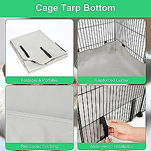 Lonepetu 8 Square Guinea Pig Cage with Tarp Bottom, C&C Cage Habitats with PVC Liner, Small Pet Playpen and Cage Liners for Rabbit Guinea Pig Bunny Ferret Hedgehog 12 Panels 48" x 24" x 16", Grey