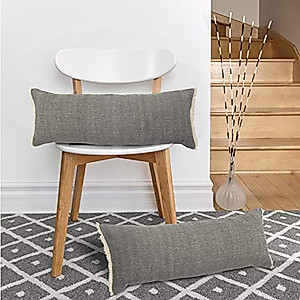 LR Home Charcoal Gray Solid Fringed Throw Pillow, 1 Count (Pack of 1)