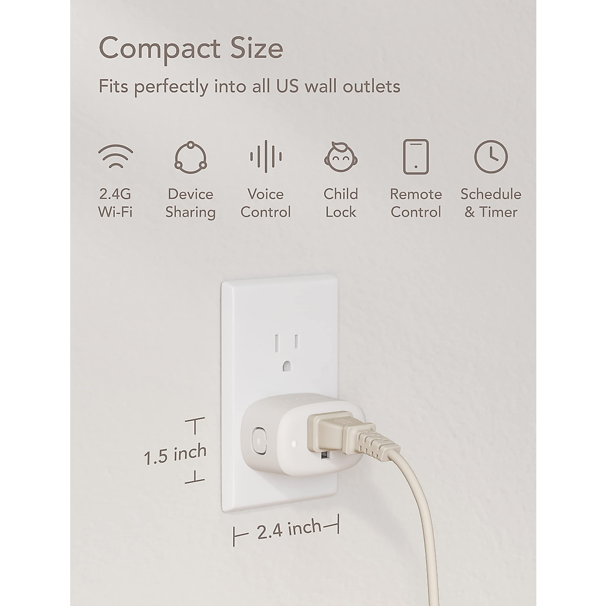 Nooie Smart Plug Mini Bluetooth, Alexa & Google Home Compatible, Voice Control, WiFi Enchufe Inteligente, 4-Pack (2.4Ghz Only)