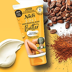 Nad's 3n1 Hair Removal Butter, Gentle & Soothing Hair Removal Cream For Women, Sensitive Depilatory Cream For Body & Legs, Suitable for all skin types (21103), 5.1 Fl Oz (Pack of 1)