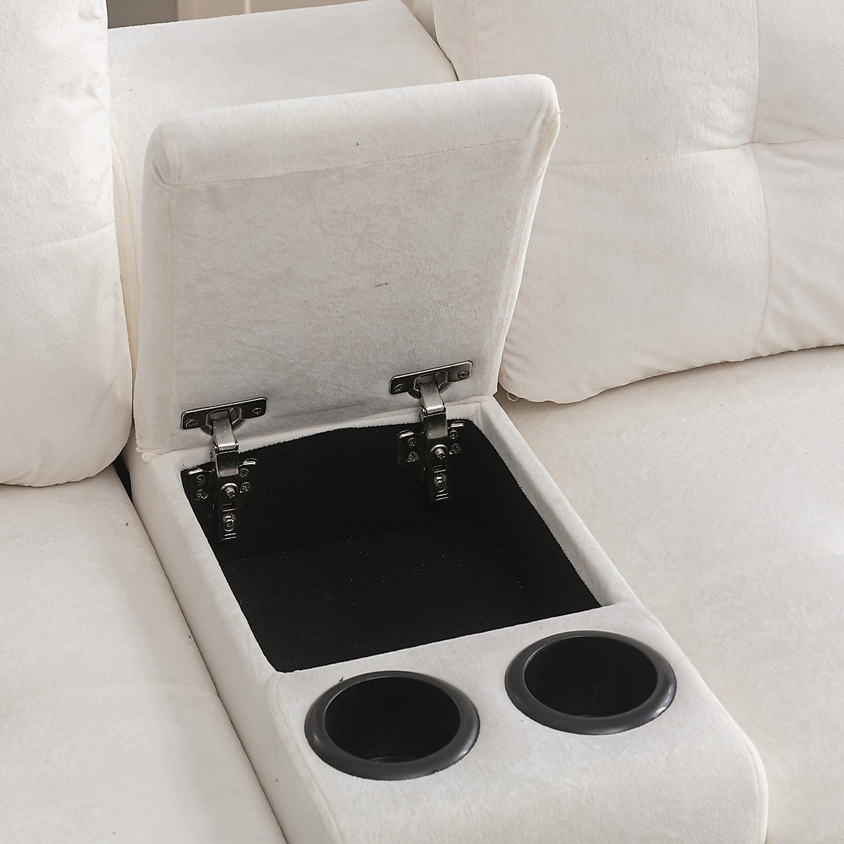 HomSof Sectional Sofa Set with Chaise Lounge, Storage, Cup Holder and Side Pocket, 3-Seat L-Shaped Couch for Small Spaces, Living Room