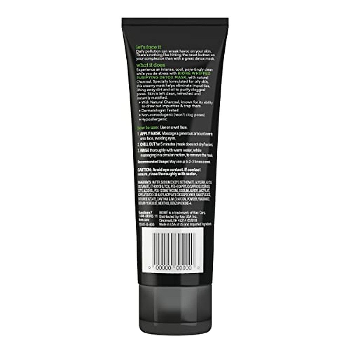 Biore Charcoal Whipped Purifying Detox Mask, with Natural Charcoal, Deep Pore Cleansing, 4 Ounce, Dermatologist Tested, Non-Comedogenic, Oil Free