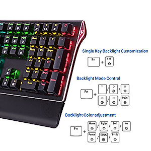 Rosewill Mechanical Gaming Keyboard, RGB Backlit Clicky Computer Mechanical Keyboard for PC, Laptop, Mac, Rainbow LED Modes with Side Backlight & Software Suite for Customization – Brown Switch