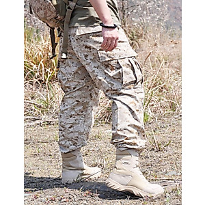 ZLSLZ Men's Military Tactical Casual Camouflage Multi-Pocket BDU Cargo Pants Trousers (M, Desert Camo)