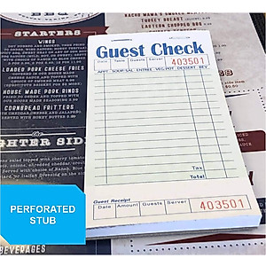 [10 Pads, 50 Sheets/Pad] Single Part Guest Checks Notebook/Notepad for Food Kitchen Orders | Fits Staff Server Apron | Green and White Guest Receipt Book | For Business Bar Cafe Restaurant Waitress