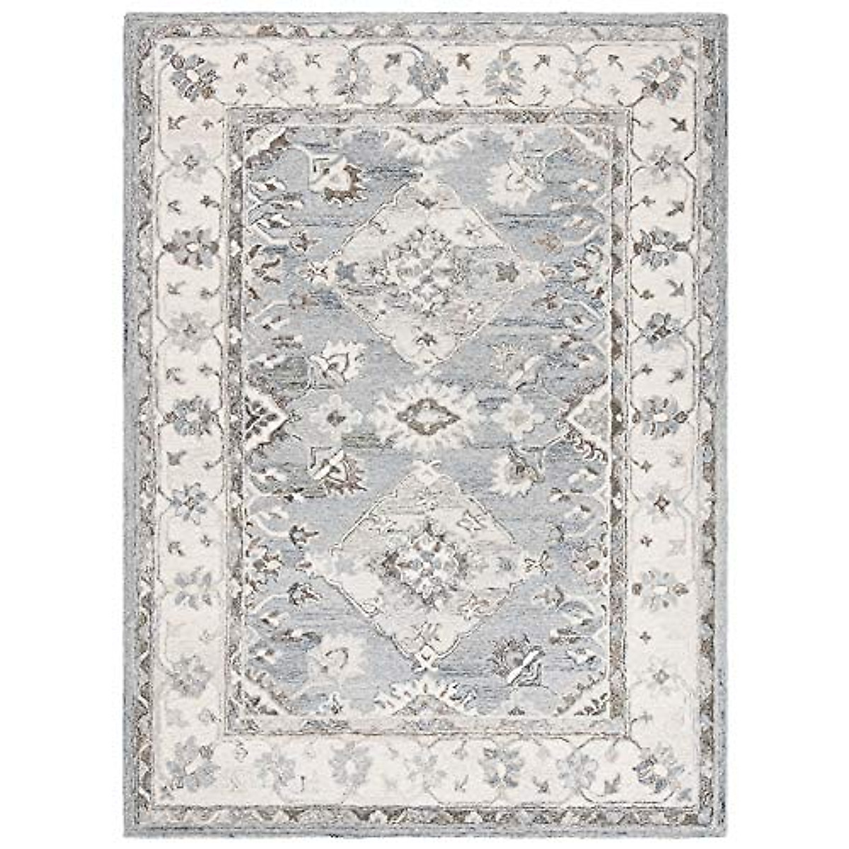 SAFAVIEH Suzani Collection 3' x 5' Grey/Ivory SZN331A Handmade Boho Premium Wool Area Rug