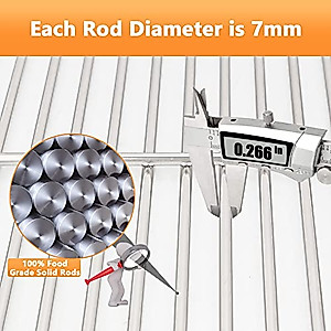 Hisencn 7637 Grill Cooking Grates for Weber Spirit I & II 200 Series, Spirit E210, Spirit S210, Spirit E/S220 with Front Control, 17.5 Inch Weber Spirit 200 Grill Grates, Stainless Steel