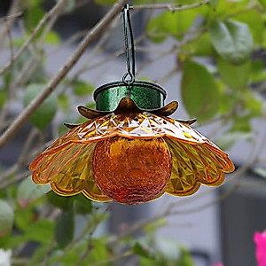Hanging Outdoor Solar Lights,Amber Crackle Globe Glass, LED Waterproof Solar Lantern Hanging Flower Lights for Yard Suitable for Lawn,Patio,Walkway,Outdoor Garden Decoration Courtyard,1 Pack
