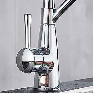 Kitchen Tap with Hose Kitchen Mixer Faucet 360° Pull Down Kitchen Faucet, Chrome with Black Free Rotation One Modes Kitchen Tap, Hot Cold Mixer Crane Bath Sink Tap Faucets Kitchen