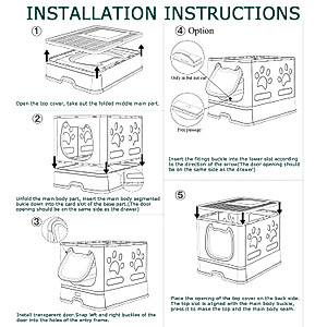 Pawsayes Cat Litter Box with Lid, Covered Top Entry Kitten Litter Pan for Small and Medium Cats, Anti-Splashing Kitty Potty with Slide-Out Litter Tray