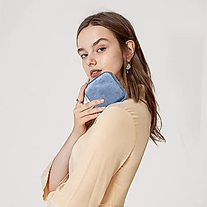 Sightor Velvet Travel Jewelry Box Organizer, Small Jewelry Case with Mirror Portable Display Jewelry Storage Case for Rings Earrings Necklace Bracelet, Perfect for Women Girls (Blue)