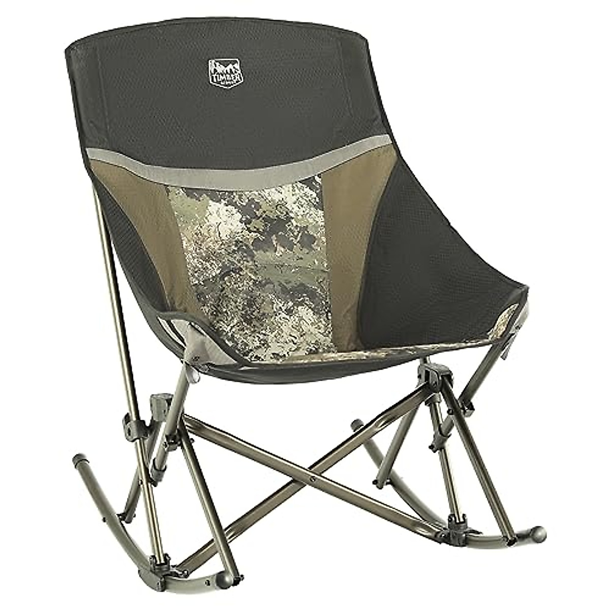 TIMBER RIDGE Portable Rocking Camping Adults Patio Rocker Chair Foldable for Lawn, Yard, Indoor, Support up to 300 lbs, Carry Bag Included, Camo