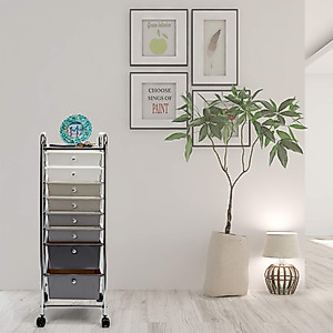 Seville Classics 8-Drawer Multipurpose Mobile Rolling Utility Storage Bin Organizer Cart, Gradient Gray