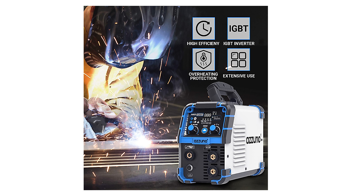 AZZUNO 135 Amp MIG Welder, 3 in 1 Multiprocess Welder 110V Flux Core Welder Flux MIG/Lift TIG ...