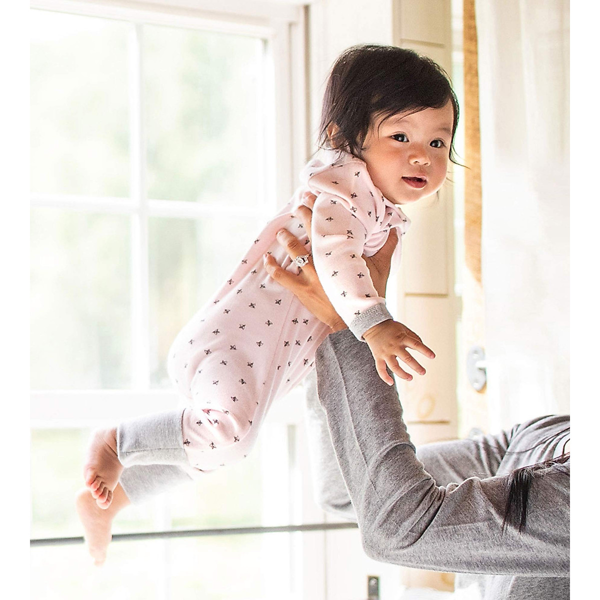 Burt's Bees Baby Baby Girls' Romper Jumpsuit, 100% Organic Cotton One-Piece Outfit Coverall, Blossom Rugby Stripe, 9 Months