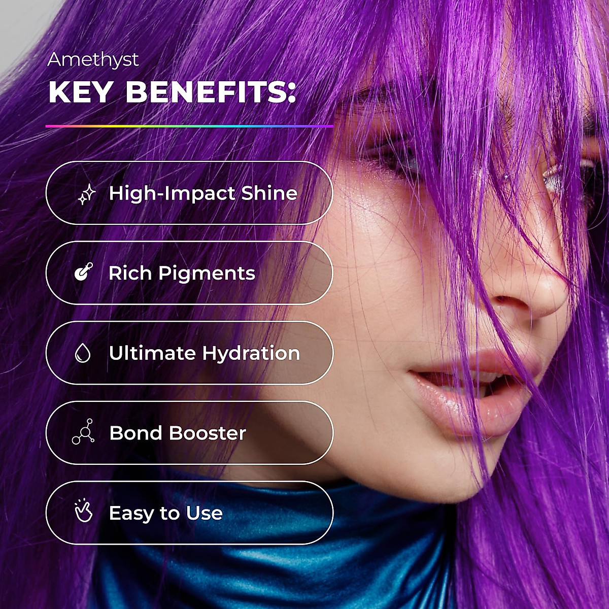 XMONDO Color Amethyst Depositing Mask & Semi-Permanent Purple Hair Dye | Infused with Bond Booster Technology & Hyaluronic Acid for Nourishment, Revitalization & Repair, Vegan Formula, 8 Fl Oz 1-Pack