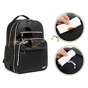 KeaBabies Large Waterproof Diaper Backpack - Vegan Leather, Stylish, Multifunctional Baby Diaper Bags, Travel Back Pack, Maternity Baby Changing Bags, Unisex Nappy Changing Bag, Black Diaper Backpack