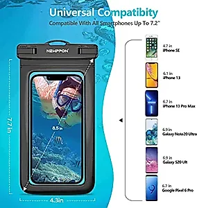 newppon Waterproof Cell Phone Pouch : 3 Pack Universal Water Proof Bag - Underwater Clear Cellphone Case Holder for iPhone 15 14 13 12 11 Pro Max Plus Samsung Galaxy Note S23 for Beach Swimming Pool