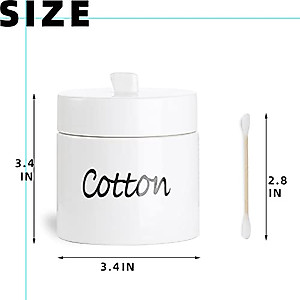 LEETOYI Ceramic Cotton Swabs Holder Organizer with Lid,Storage Canisters for Cotton Swabs White
