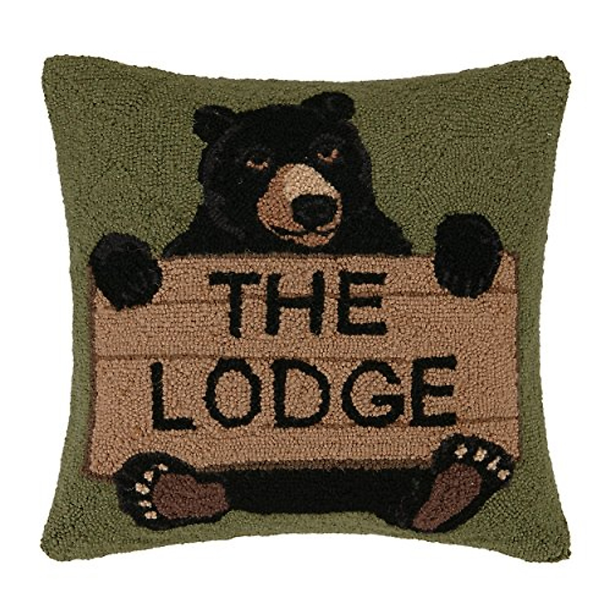 Peking Handicraft The Lodge Hook Pillow, 18 by 18"