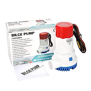 AIRTAK Bilge Pump for Boat DC12V 1500GPH Small Bilge Pump 12 Volt Electric Water Pump Low Noise