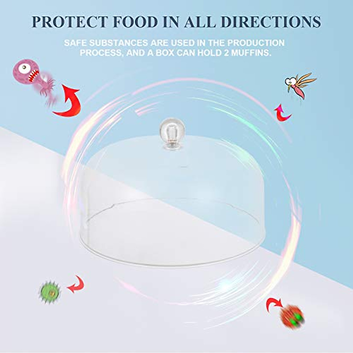 Yardwe Glass Bell Dome Glass cake display food glass dome transparent cake dome cake dome cover cover Cake Dome- Cake Dome Lid