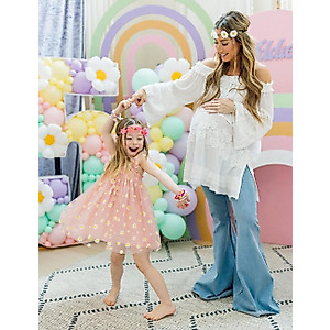 AGQT Baby Girls Daisy Tutu Dress Sleeveless Tulle Tutu Dress Princess Birthday Party Dresses Babydoll Pink Daisy-Lace Size 12-18 Months