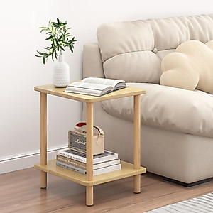 Fixwal Side Table, Small Side Table Living Room, Wood End Table, Nightstand Bedside Table, Natural (No-Tool Assembly)